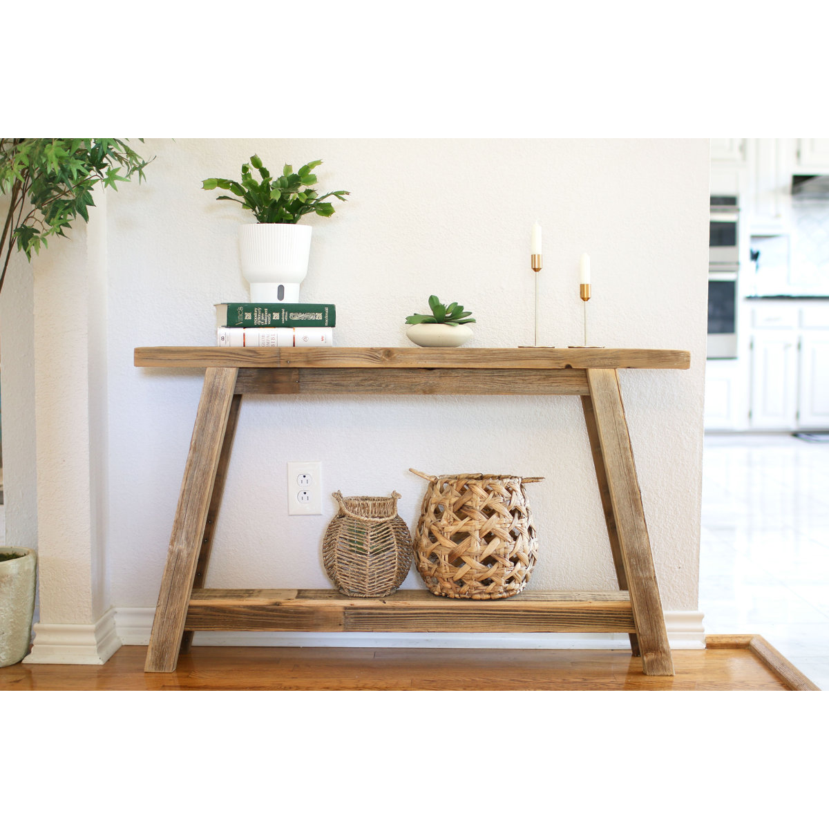 August Grove® The Camden Console – Reclaimed Wood Table With Recessed ...