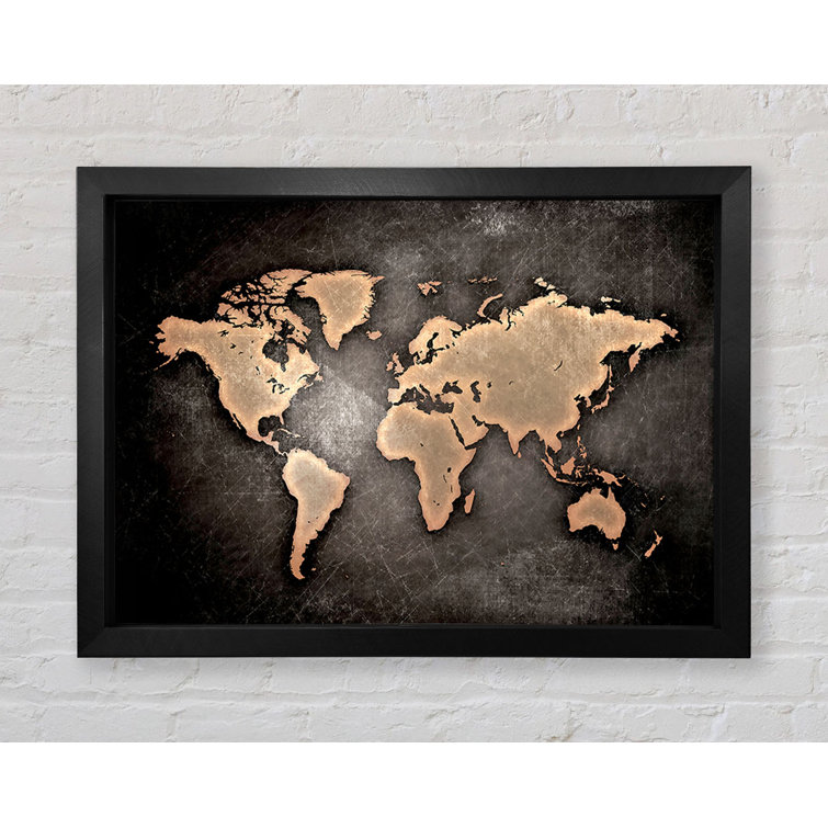 Williston Forge Grunge World Map - Single Picture Frame Art Prints ...