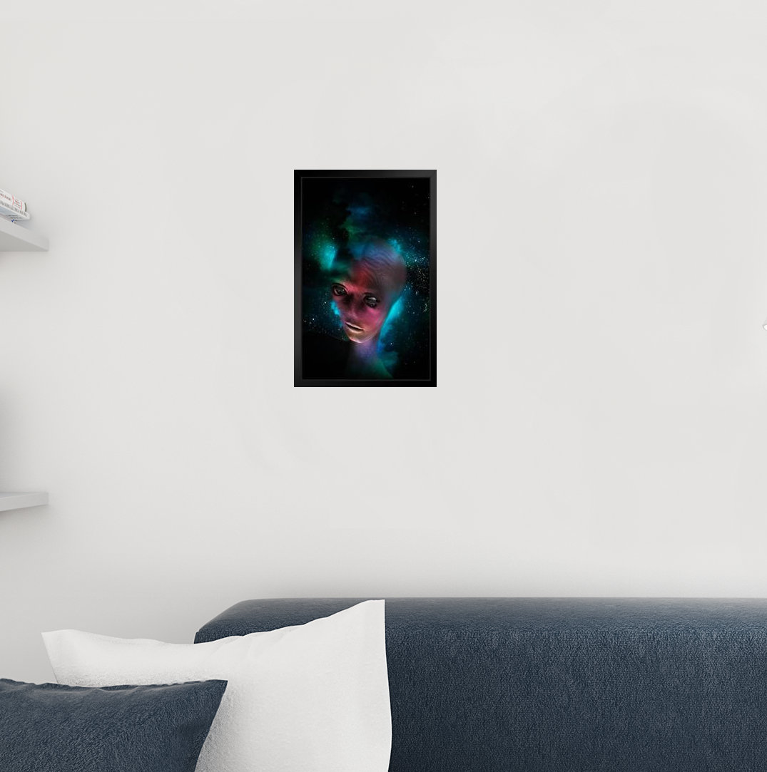 Trinx Aliens Head In Outer Space Illustration Art Print Black Wood ...