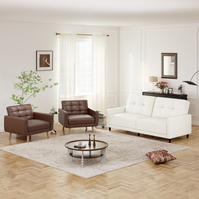 white leather sofa set