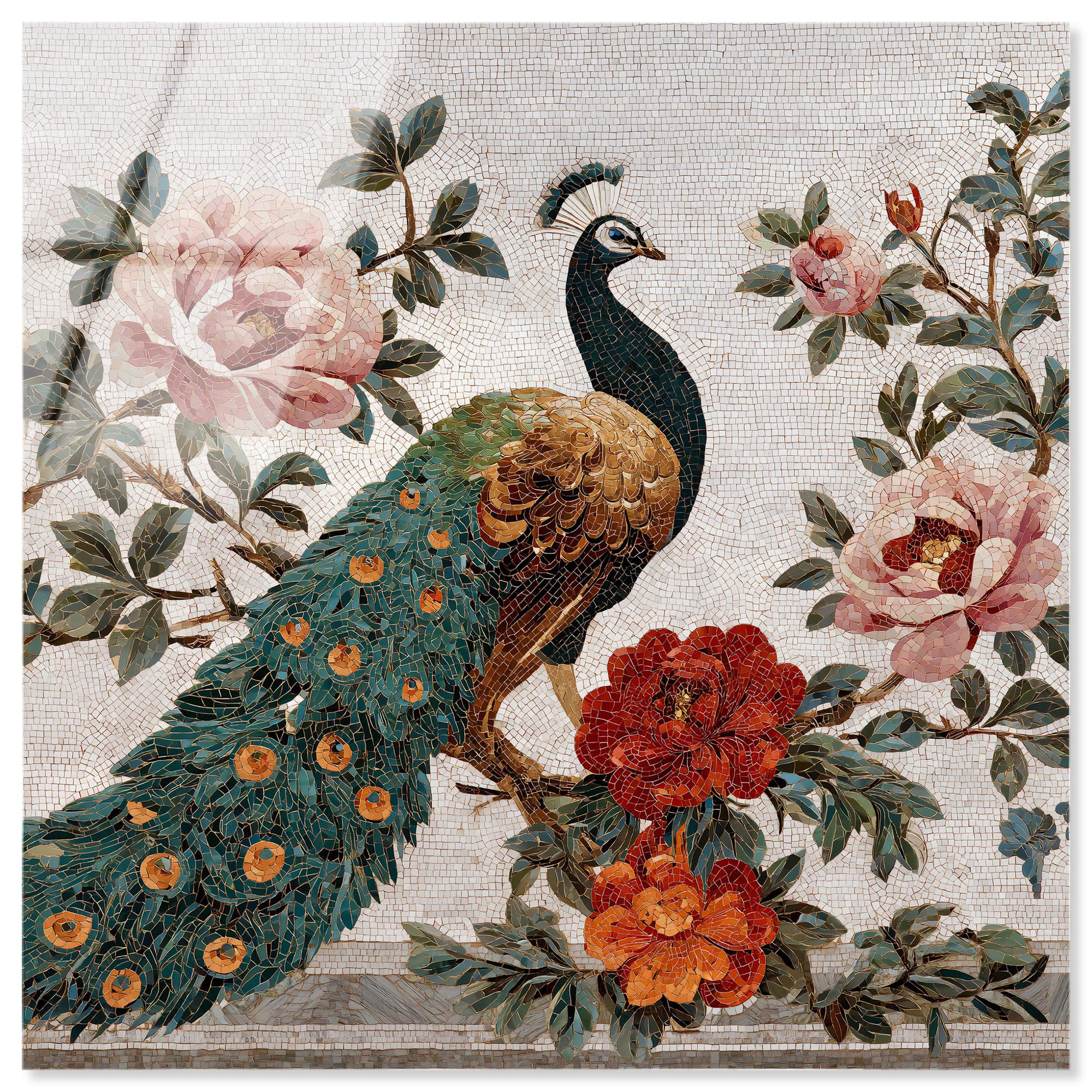 Art Remedy Peacock and the Peony I Floral Art Acrylic Print by Art ...