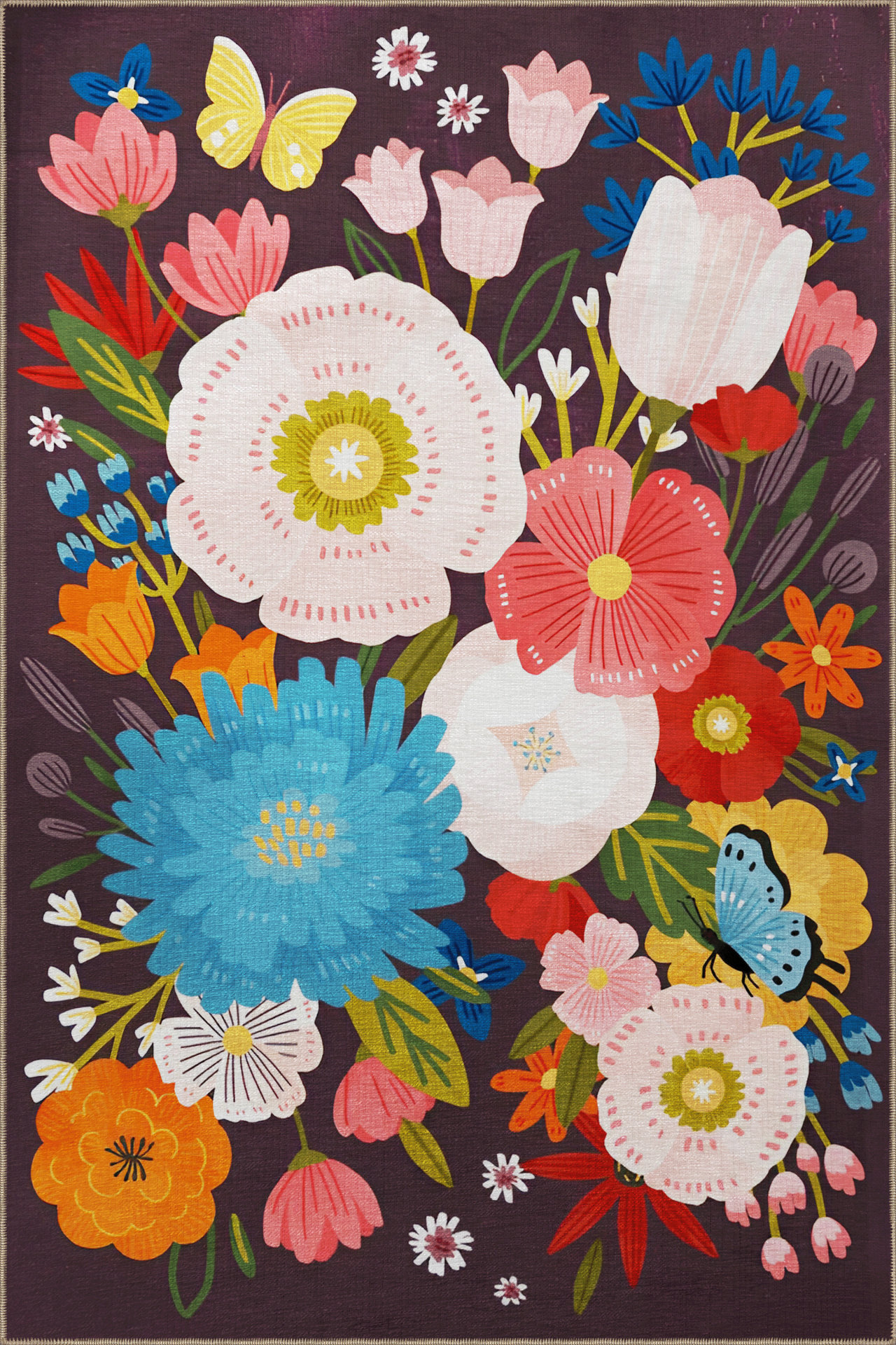 Bloomsbury Market Dark Gray Themed Multi-Colored Rose Patterned ...