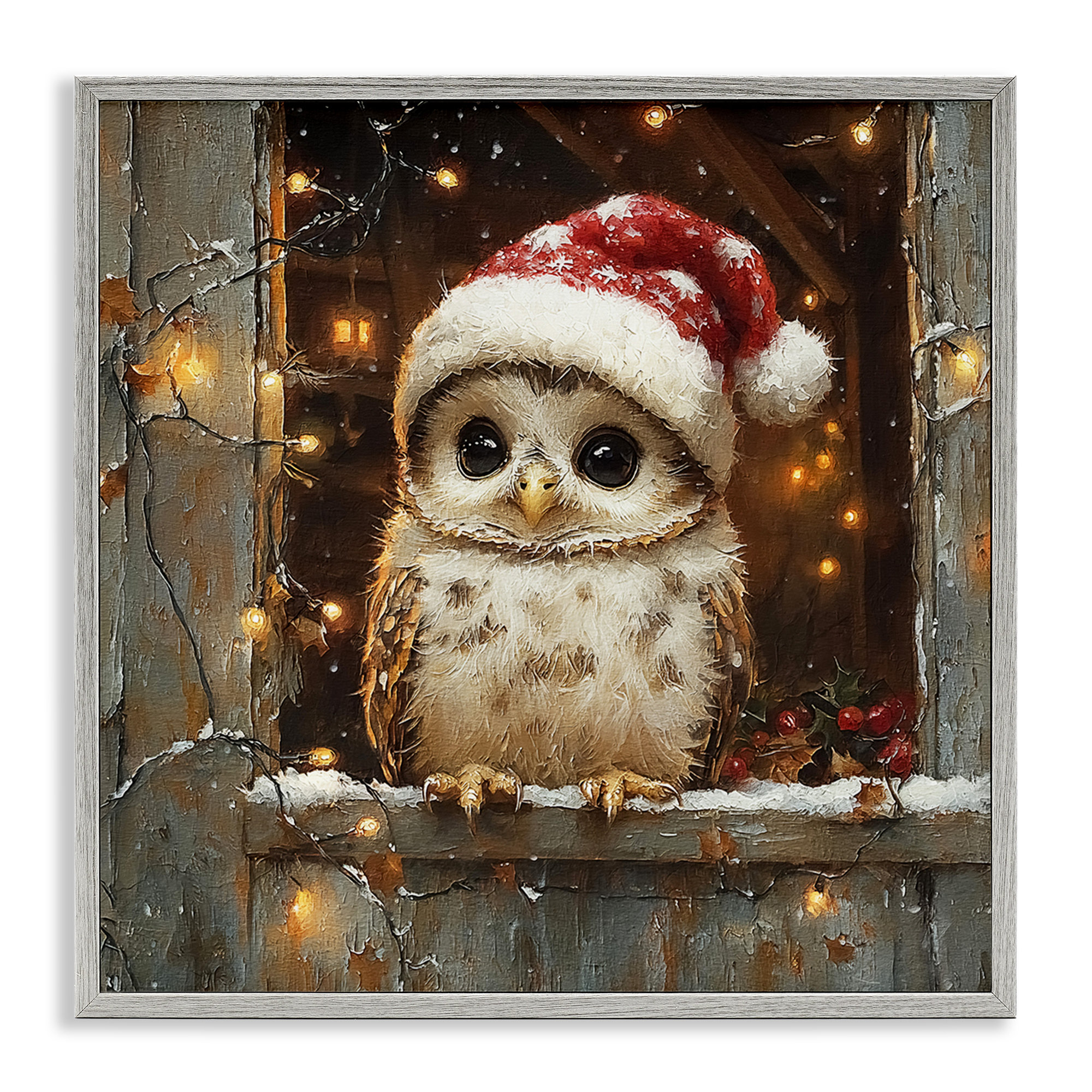 Ophelia & Co. Festive Owl with Holiday Lights Framed Giclee, design by ...