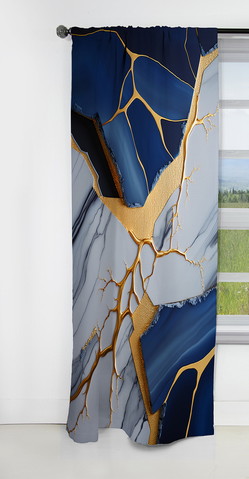 Design Art Abstract Geode Blue I - Abstract Marble Curtain - Blackout ...