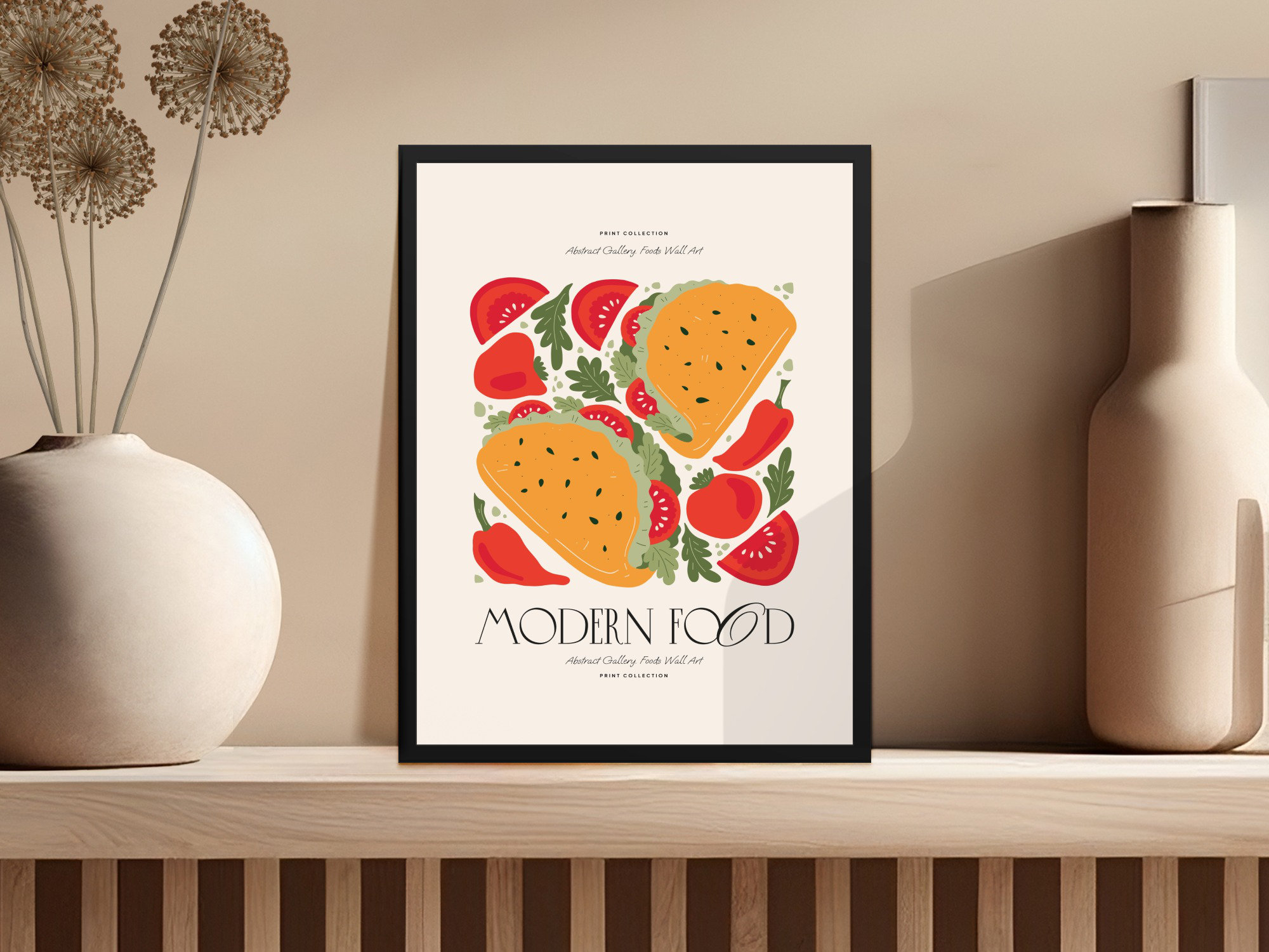 Ivy Bronx Modern Food Abstract Gallery Foods Wall Art Framed Poster ...