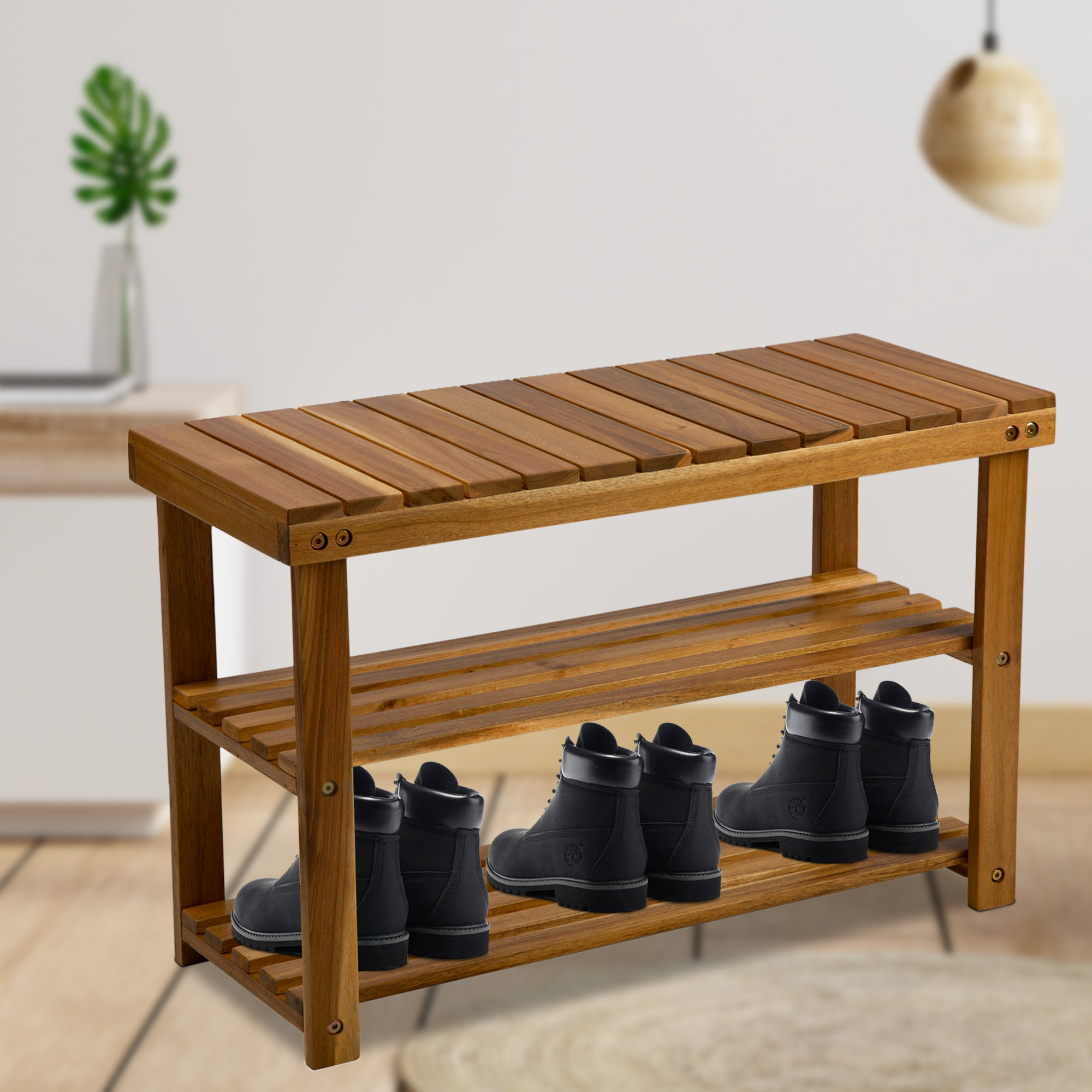 Millwood Pines 3-Tier Solid Wood Shoe Rack & Reviews | Wayfair