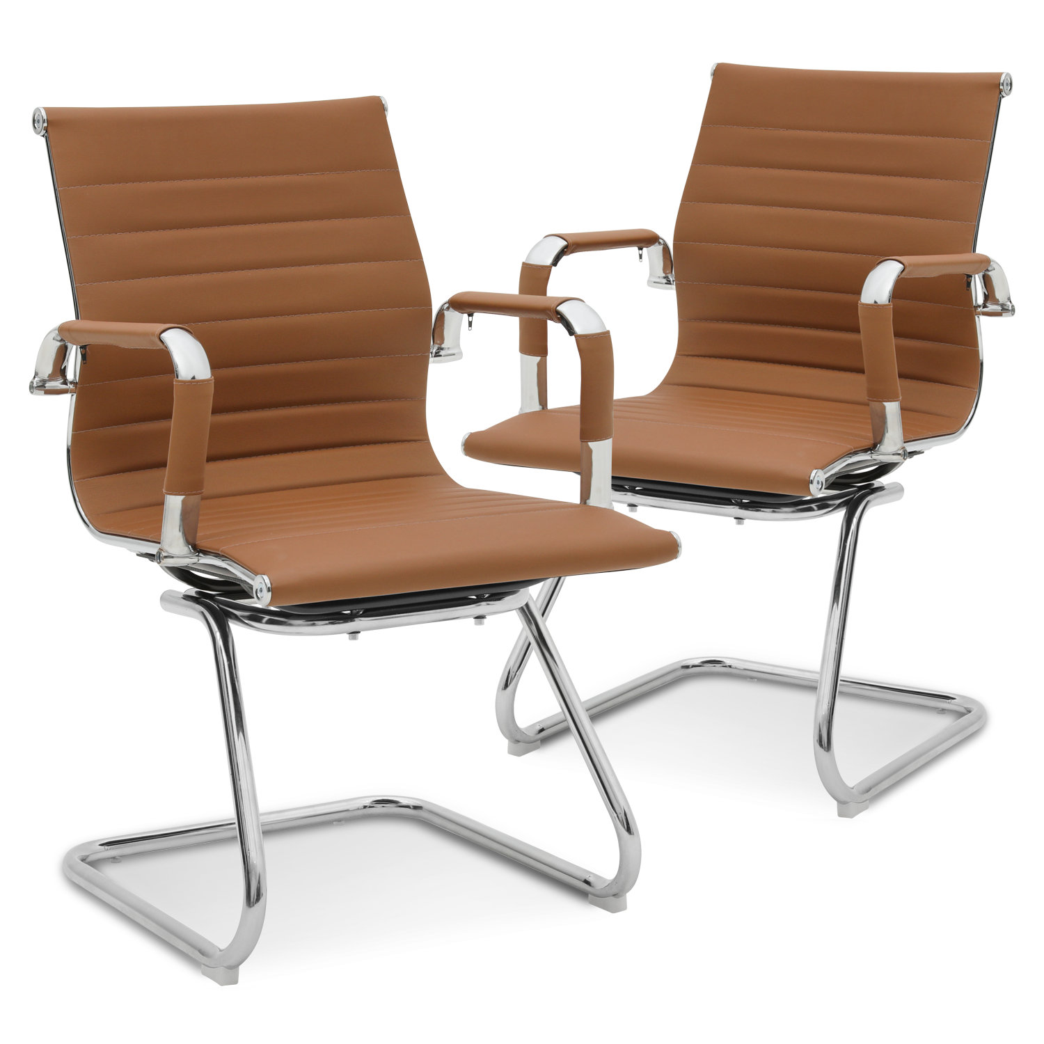 Bring Home Furniture Mid-Back Faux Leather Guest Reception Chair with ...