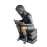 Red Barrel Studio® Bronze Girl Reading Statue on Book Stack Library ...