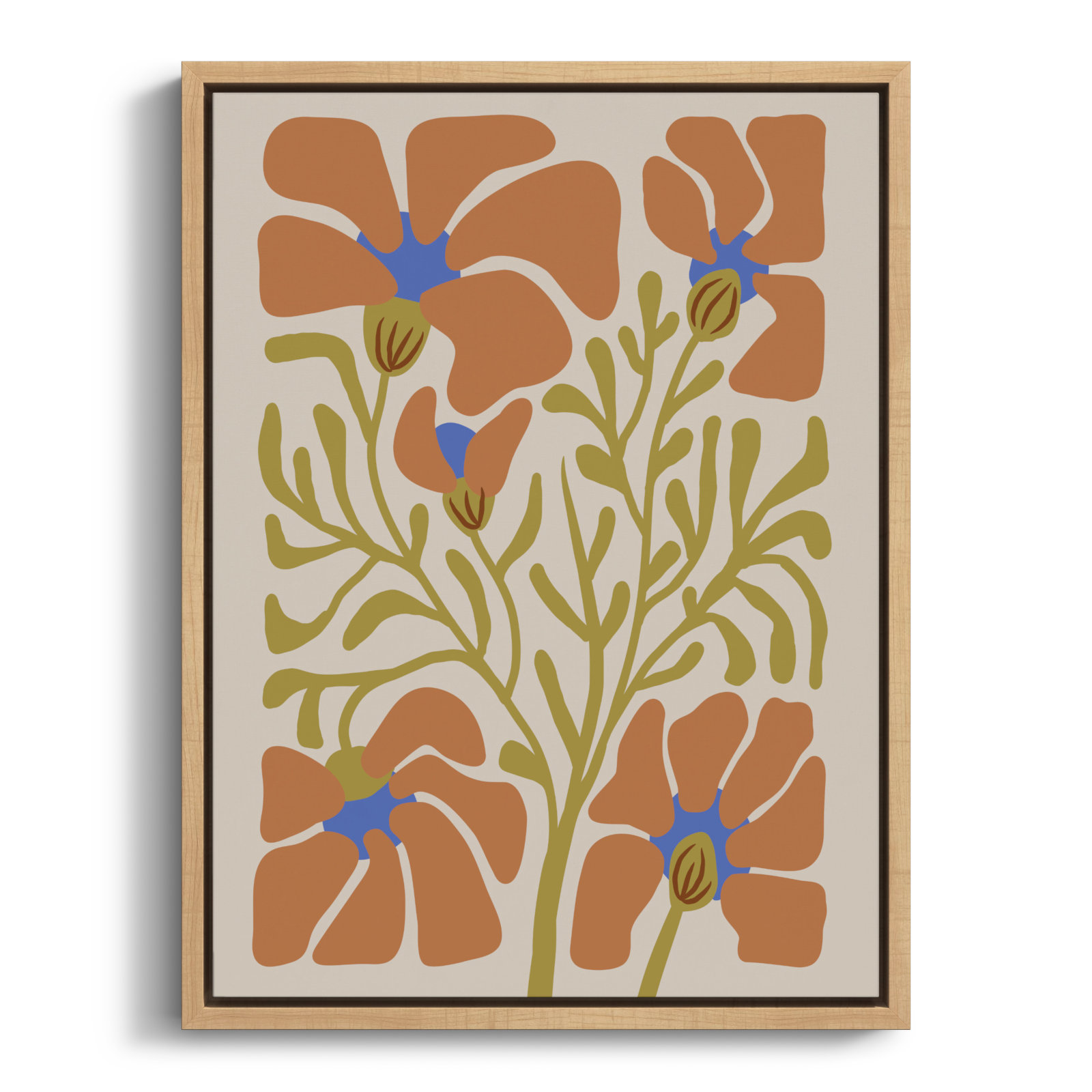 Birch Lane™ Kayan Expressive Abstract House Plant Orange on Tan Framed ...