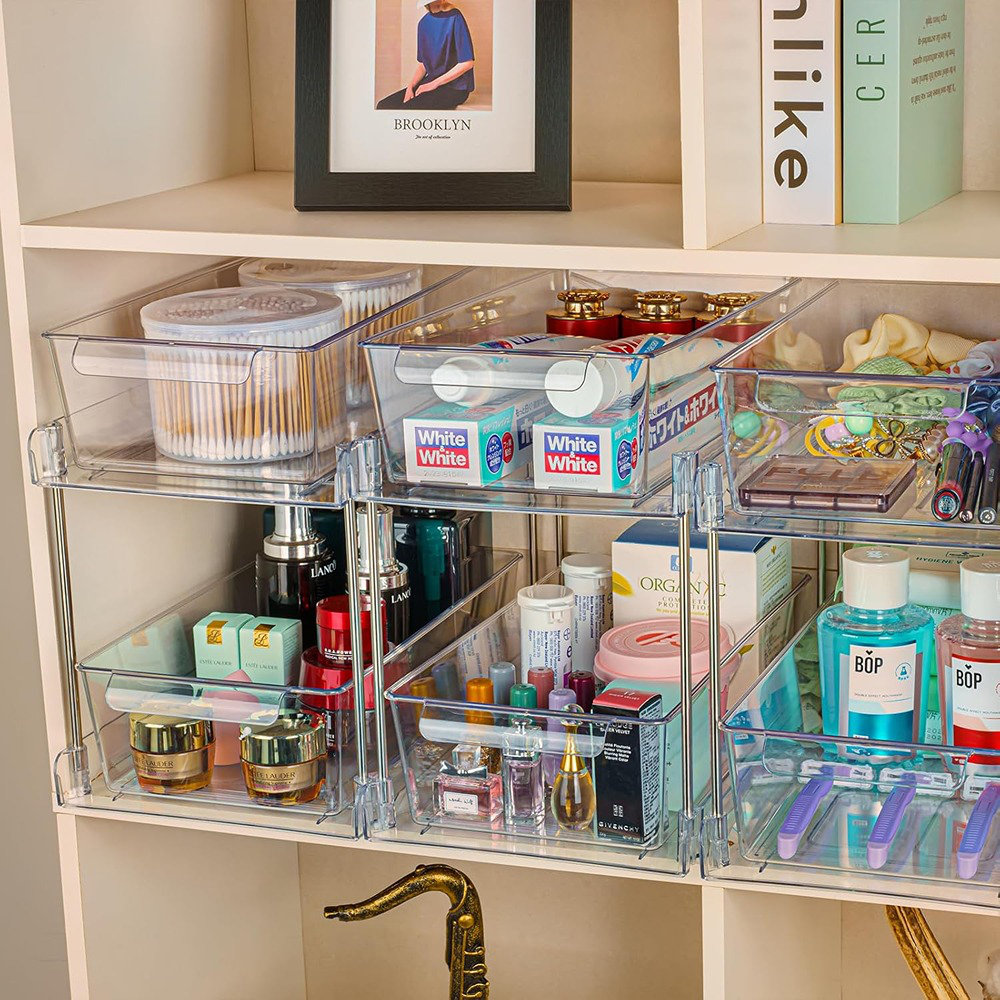 Hokku Designs 4pack 2-tier Bathroom Storage Organizer, Clear Under Sink ...