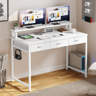 17 Stories Rectangle Computer Desk With Drawers & Monitor Stand, Metal ...