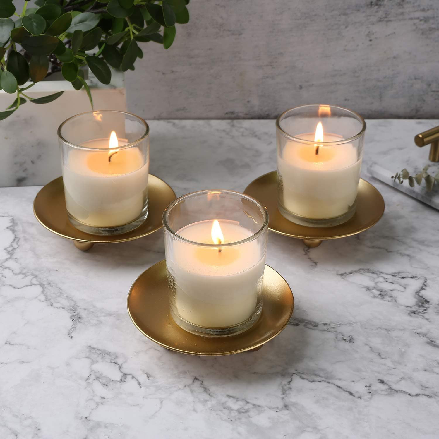 Everly Quinn Gold Iron Plate Candle Holder - Decorative Iron Pillar ...