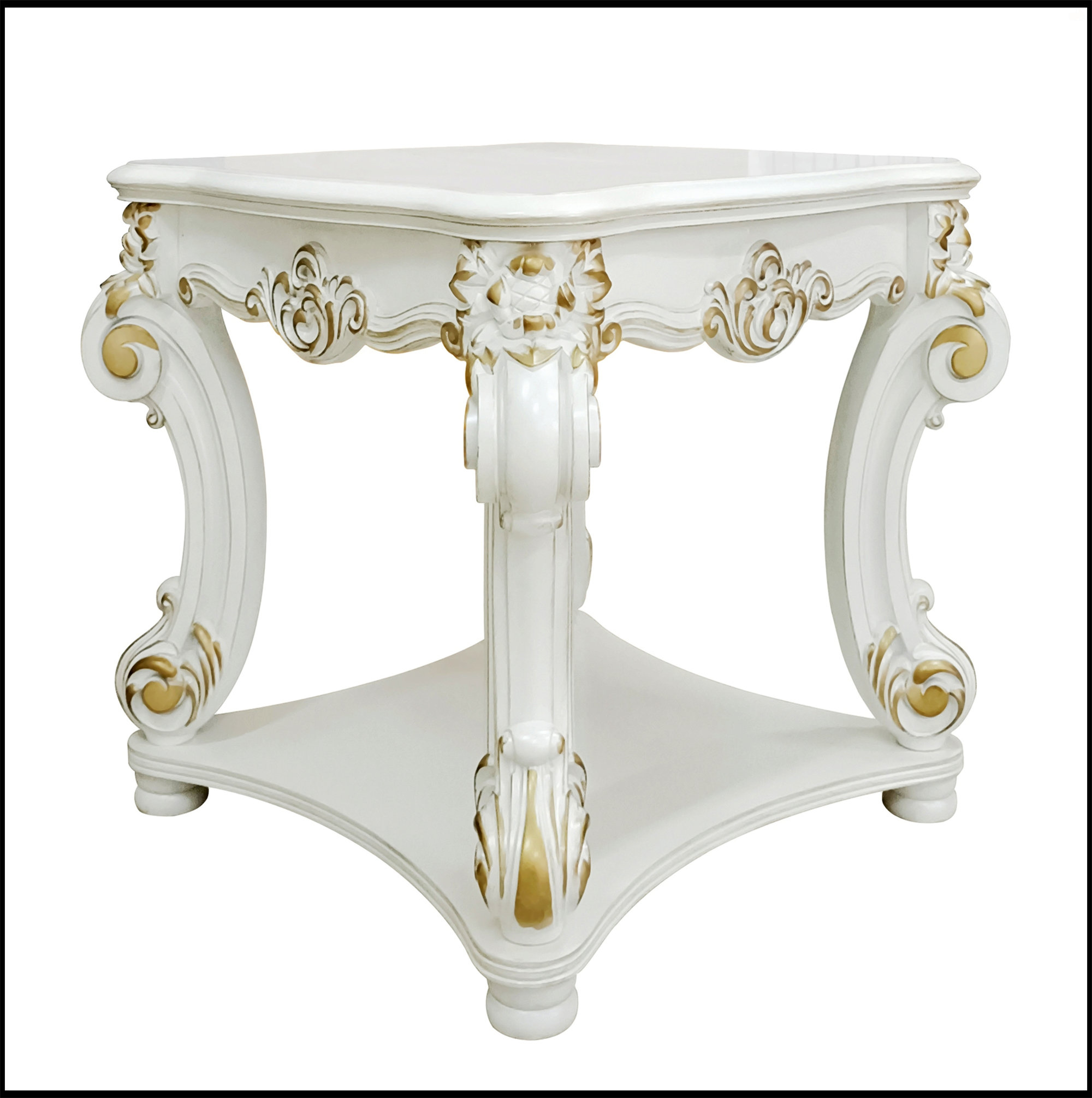 Rosdorf Park Antique Pearl End Table With Bottom Shelf | Wayfair