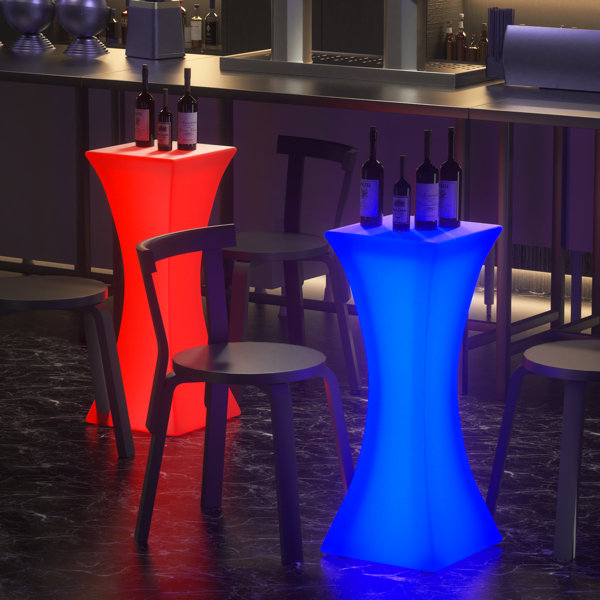 Orren Ellis Hourglass Shape LED Lighted Bar Table, 16 Color Changing w ...