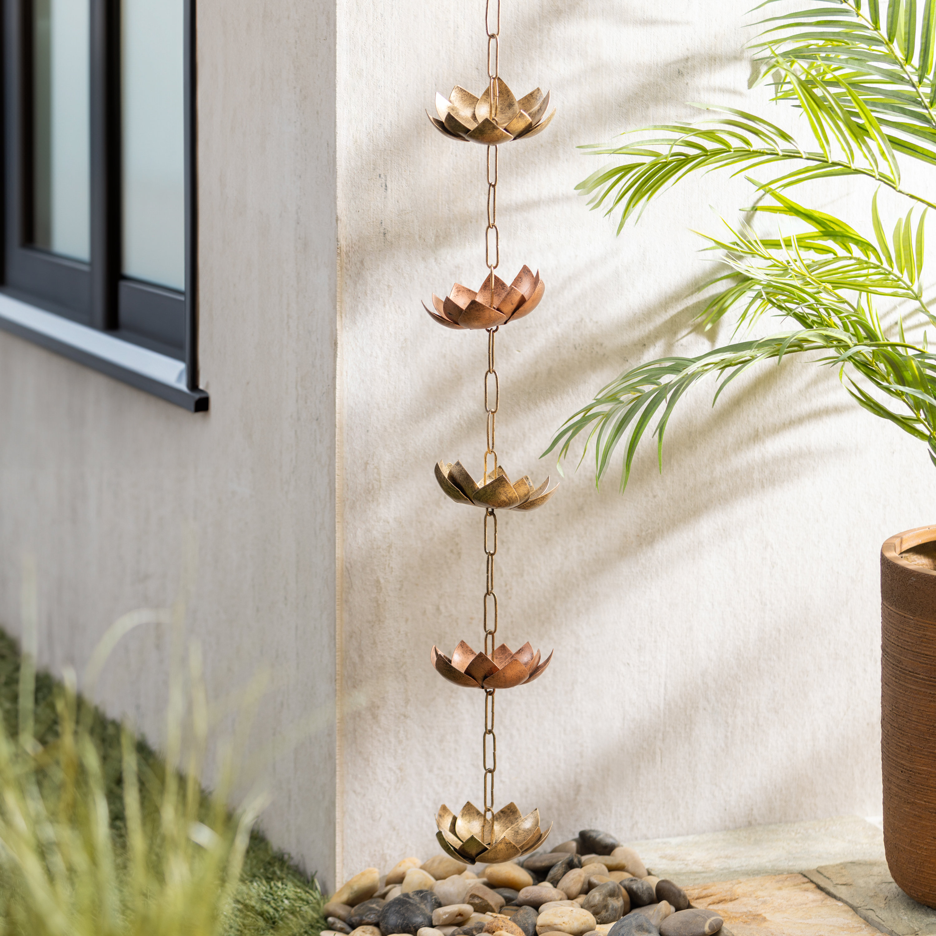 Arlmont & Co. Lotus Metal Rain Chain, 72"H | Wayfair