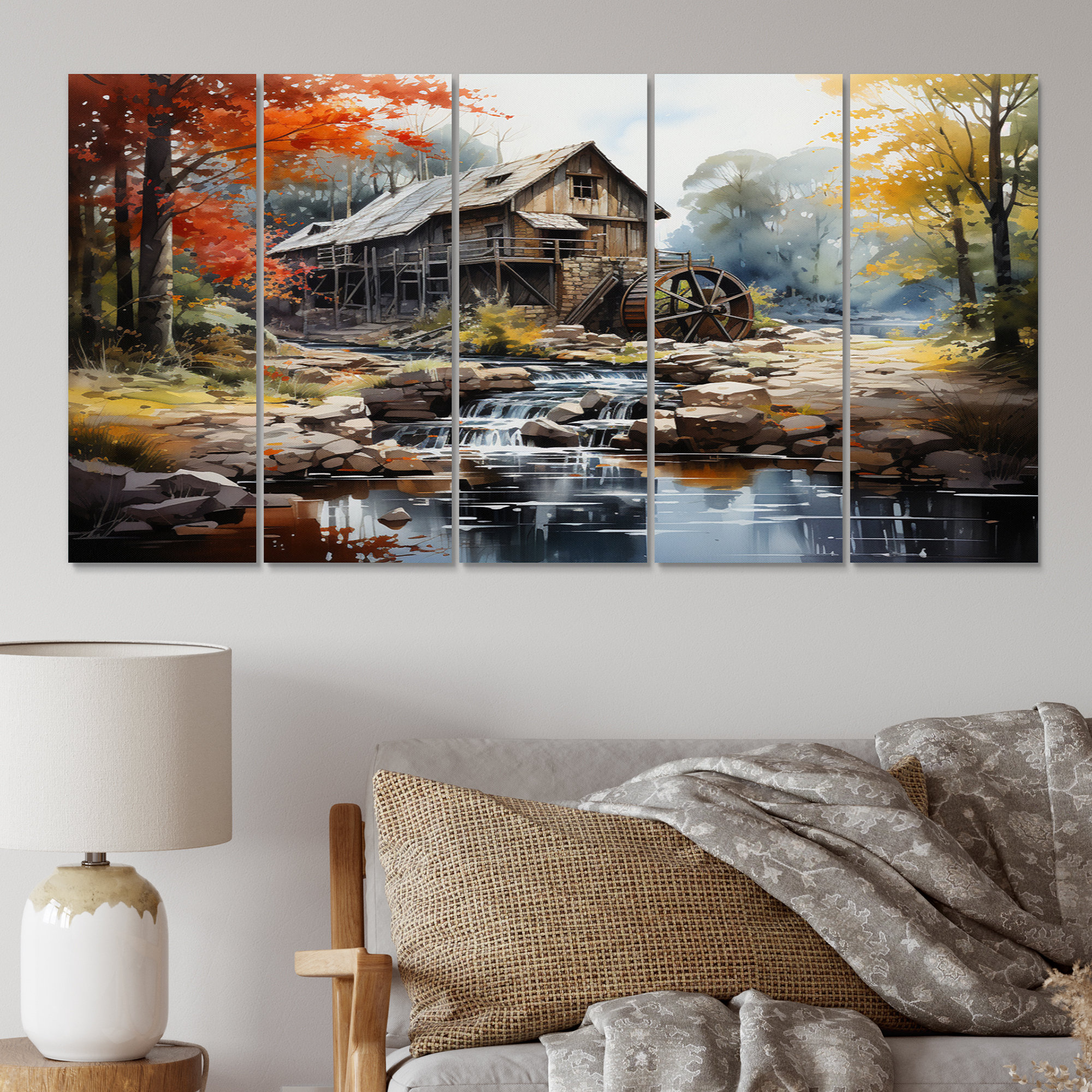 Millwood Pines Mills Autumns Embrace - Mills Canvas Art Print - 5 Equal ...