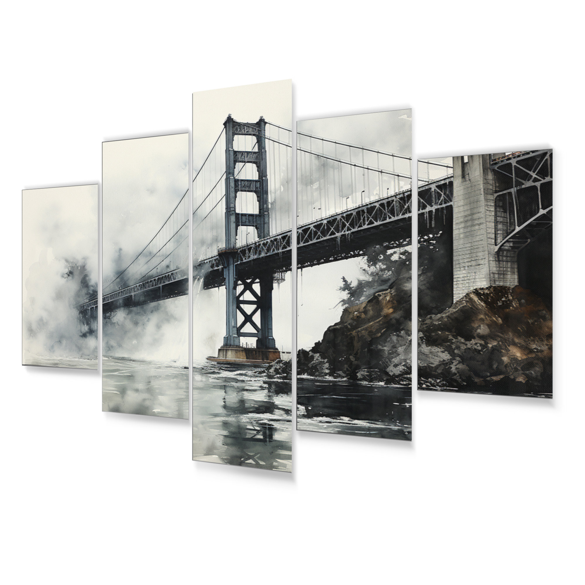 Dovecove Grey Bridge Urban Suspension IV - Architecture Metal Wall Art ...