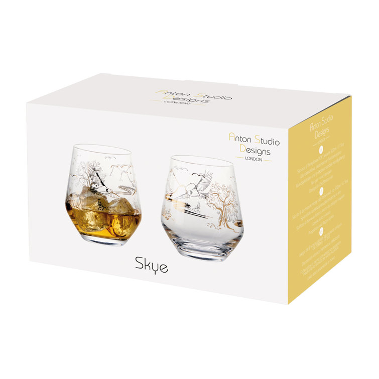 Anton Studio Designs Skye 17oz. Glass Stemless Wine Glass Glassware Set ...
