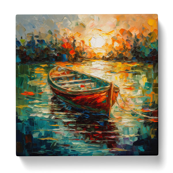 Breakwater Bay Boat On A Lake Expressionism - No Frame Art Prints ...