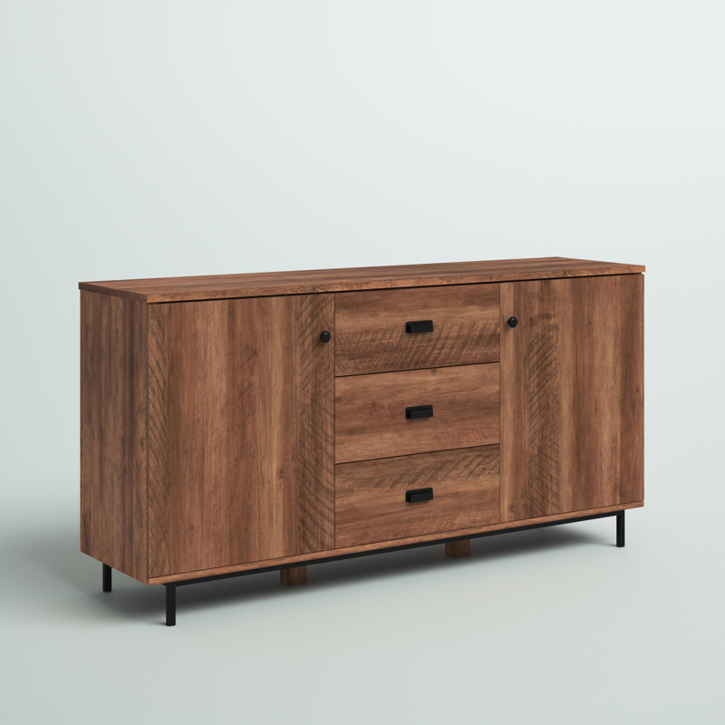 Steelside™ Siena Mid-Century Modern Wooden Sideboard Buffet Table with ...