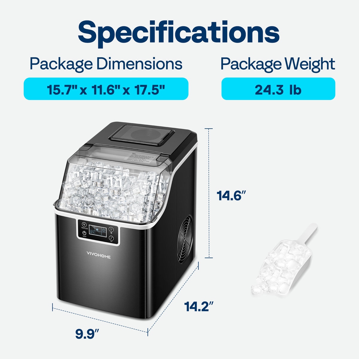 VIVOHOME 45lbs Per Day Portable Stainless Steel Ice Maker With Auto ...