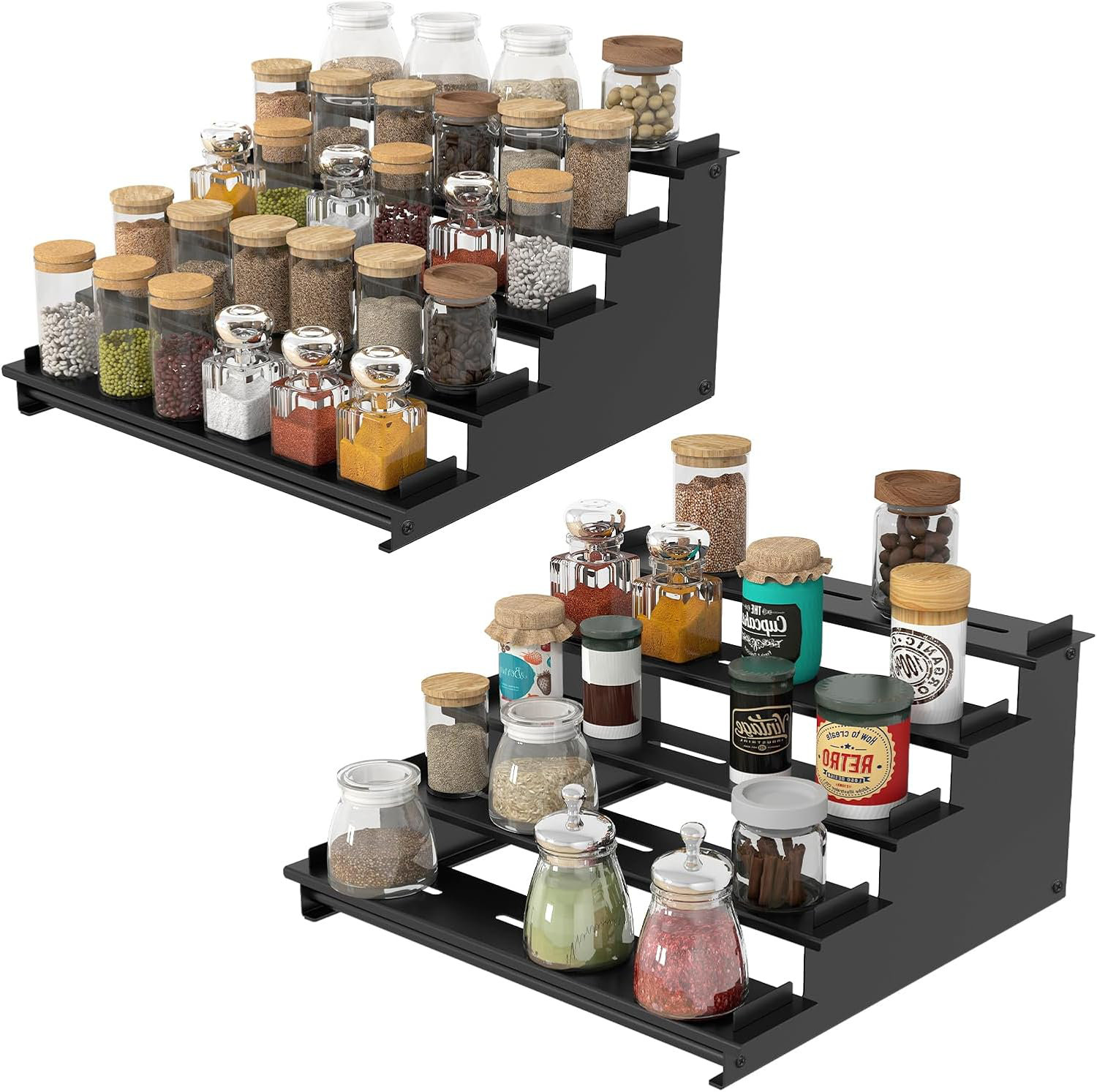 Mint Pantry® 5 Tier Spice Rack For Cabinet, 2 Pack Spice Organizer ...