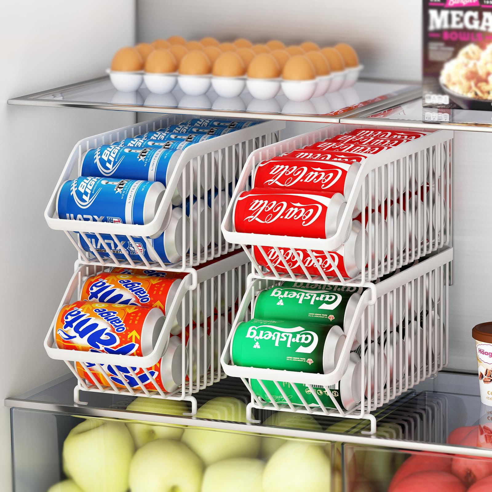 Prep & Savour 4 Pack Stackable Soda Can Organizer, Metal Beverage ...