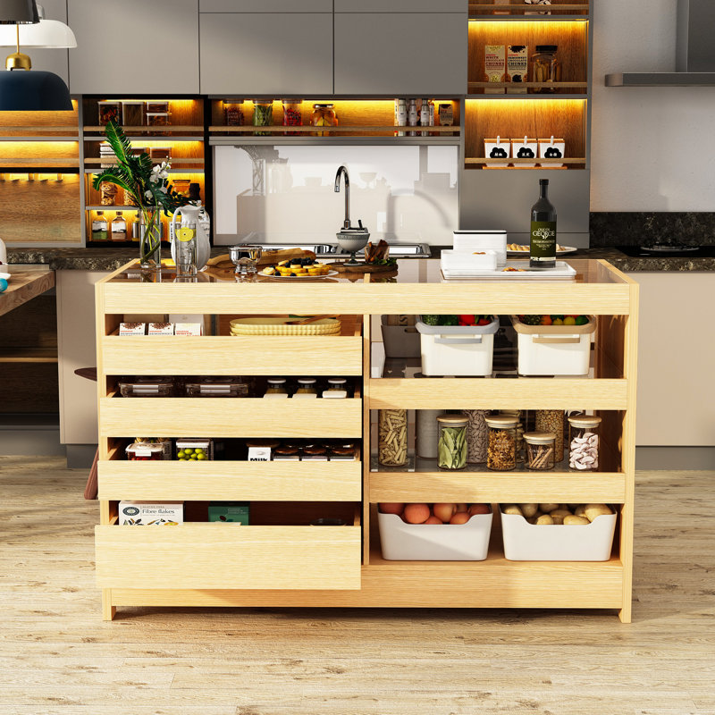 Latitude Run® 55.1”W Kitchen Island | Wayfair