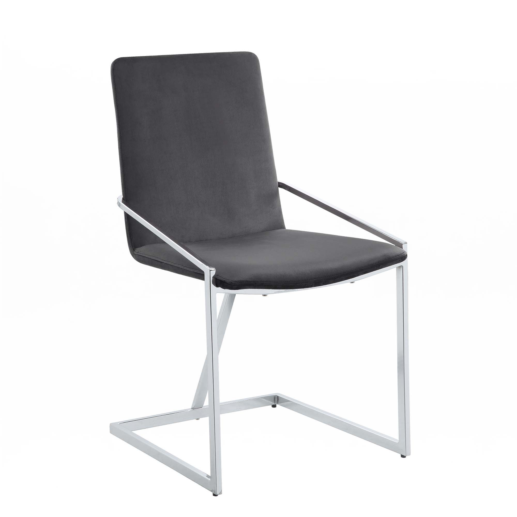 Orren Ellis Grey And Chrome Side Chair With Metal Base (Set Of 2) | Wayfair