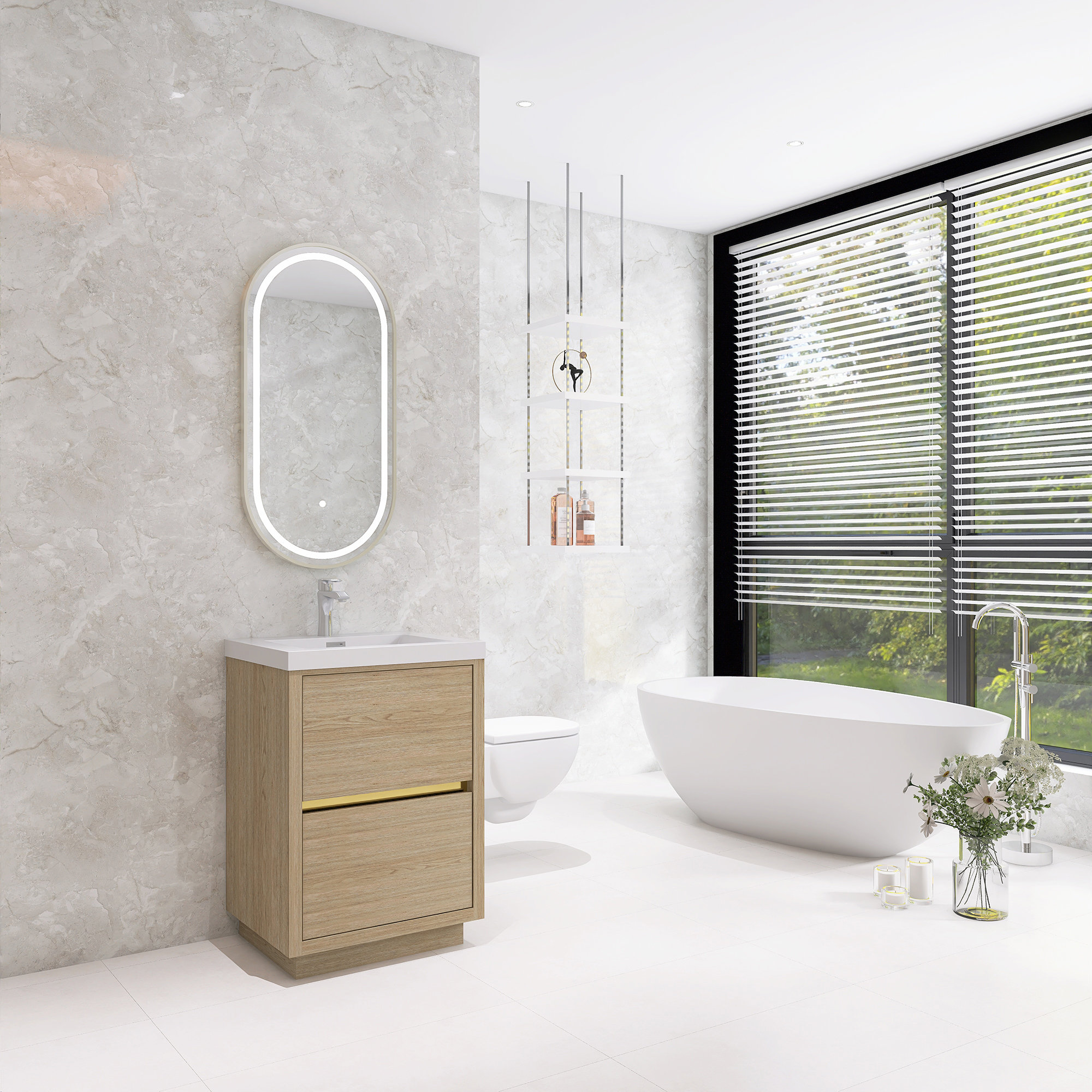 Ebern Designs 24" Modern Freestanding Single Bathroom Vanity Set, With ...
