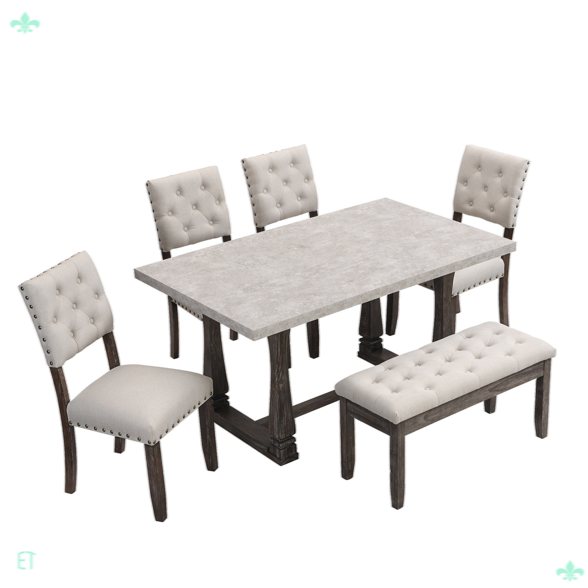 Darby Home Co 60 Inch Kitchen Table Set For 6 People,4 Chairs And 2 ...