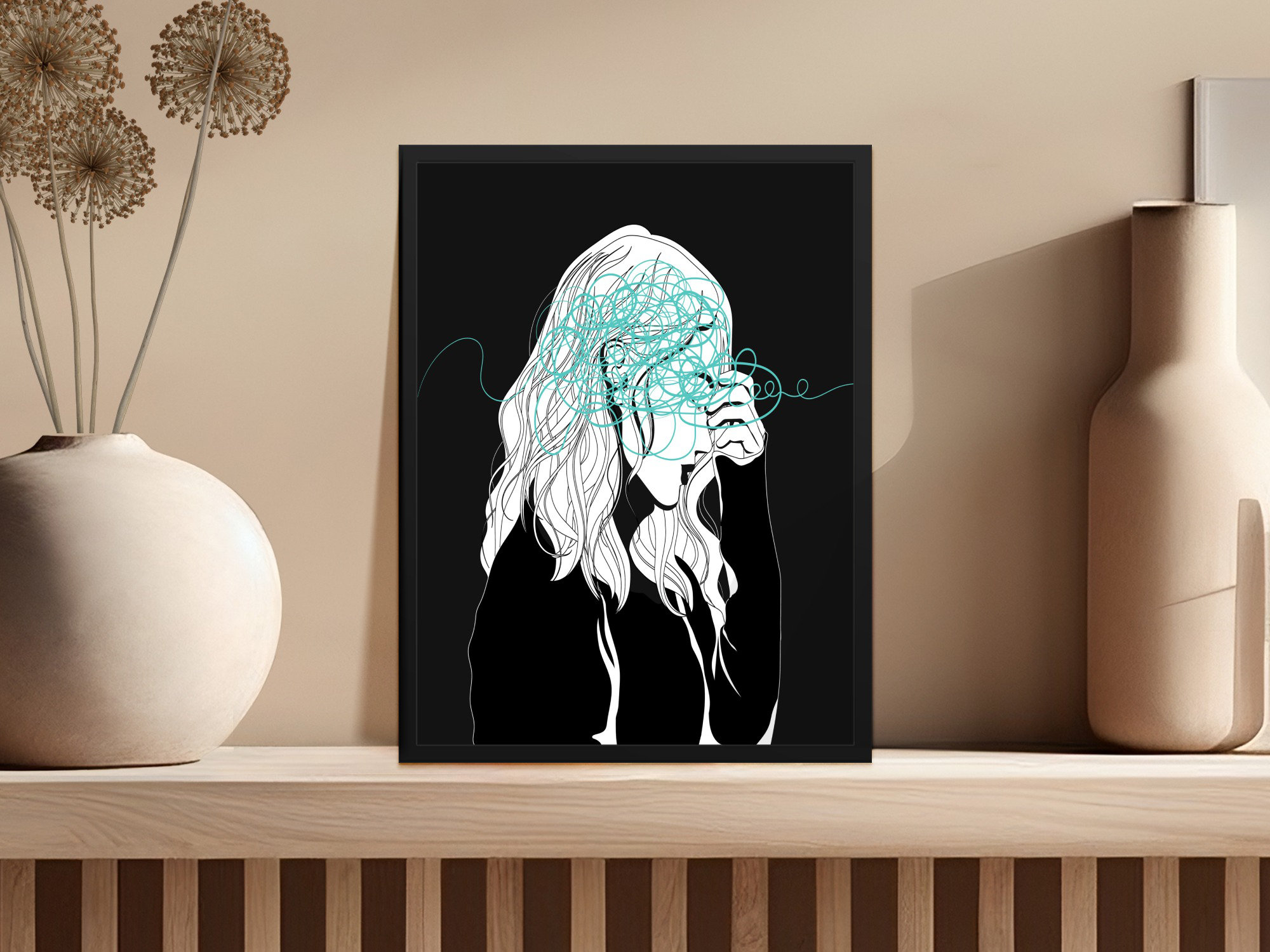 Lark Manor Mental Overload Artistic Illustration Wall Art Framed Poster ...