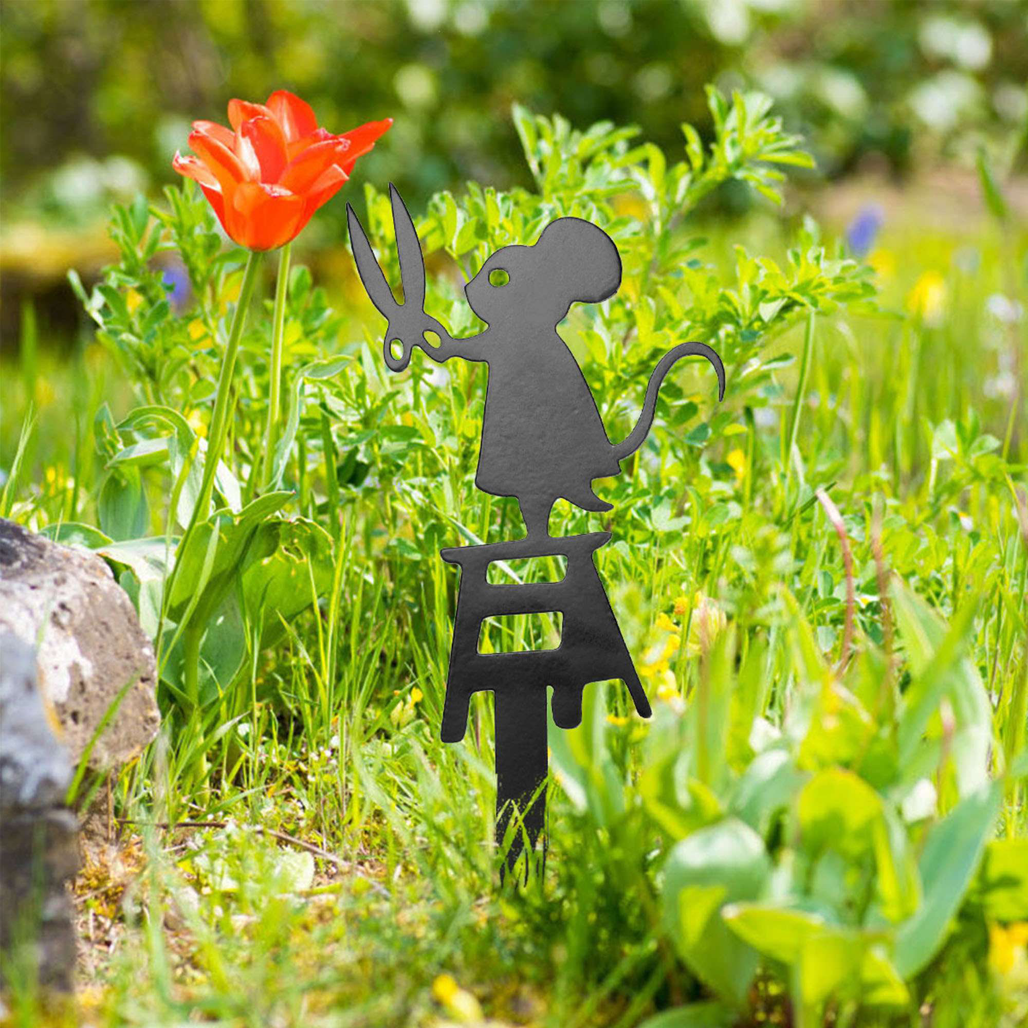 Arlmont & Co. 2 Packs Mouse Metal Decorative Garden Stakes Silhouette ...