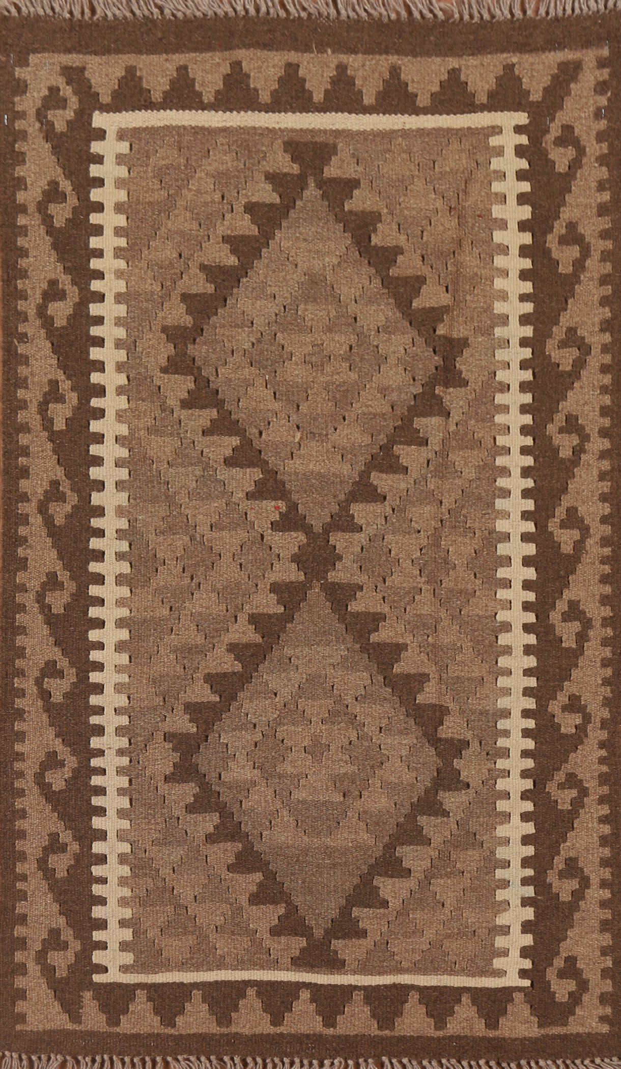 Dakota Fields Brown Kilim Reversible Wool Area Rug 3x4 | Wayfair