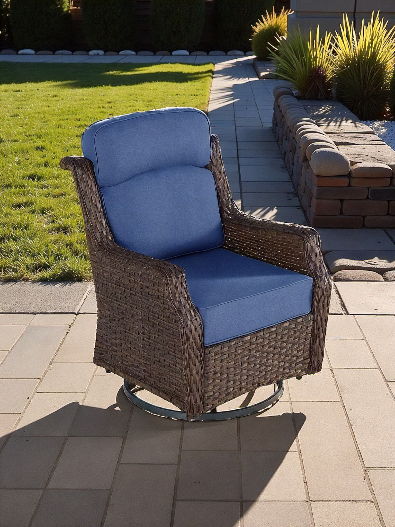 Lark Manor™ Relax in style with this elegant swivel patio chair | Wayfair