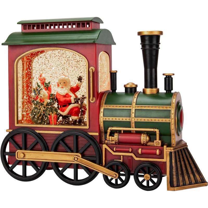 The Holiday Aisle® Christmas Snow Globe Lantern-Santa in Musical Train ...