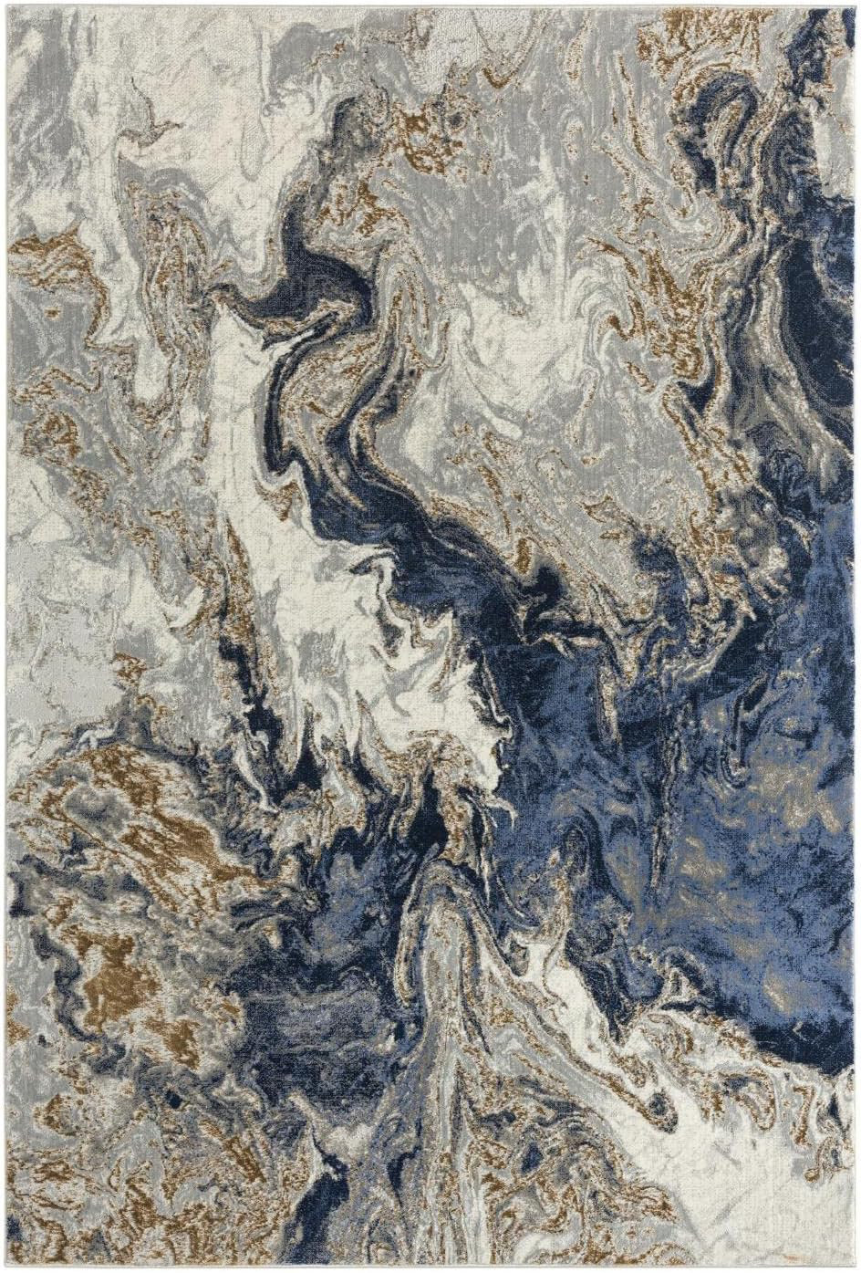 Hokku Designs LUXE WEAVERS Marble Swirl Abstract Area Rug, Blue 8X10 ...