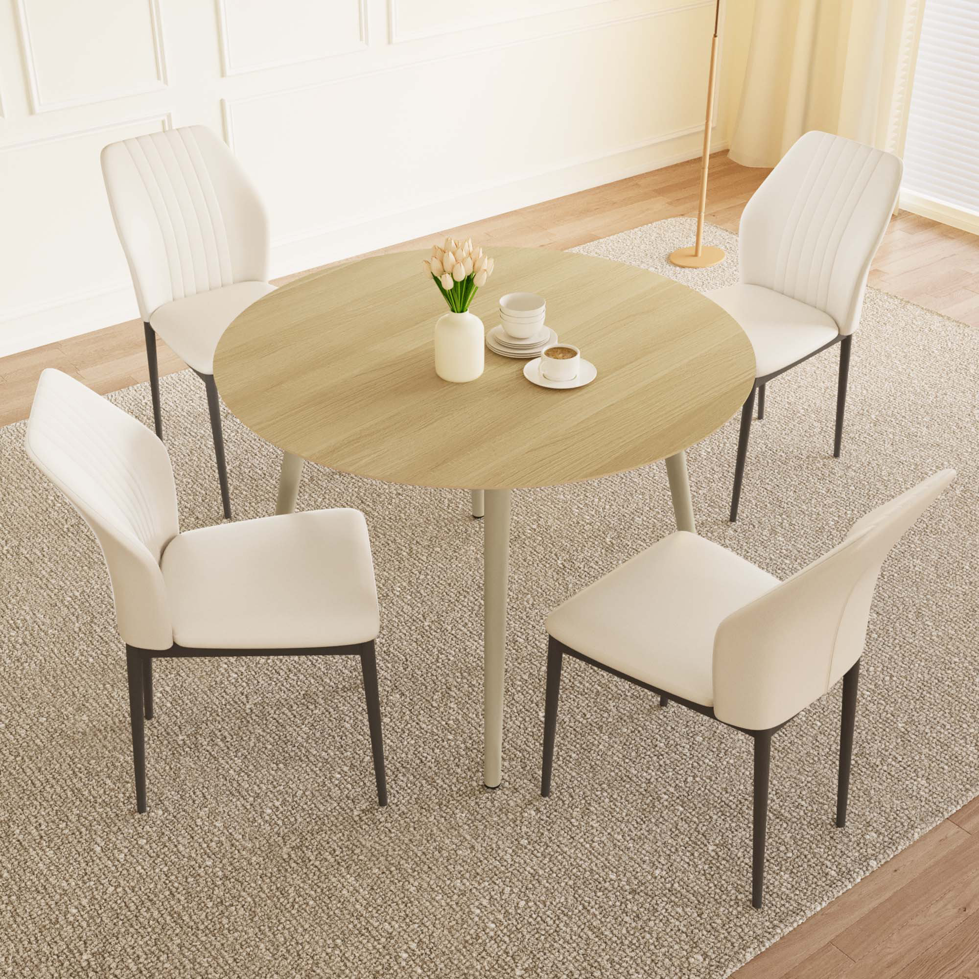 George Oliver Round Dining Table Set, Mid Century Modern Small Round ...