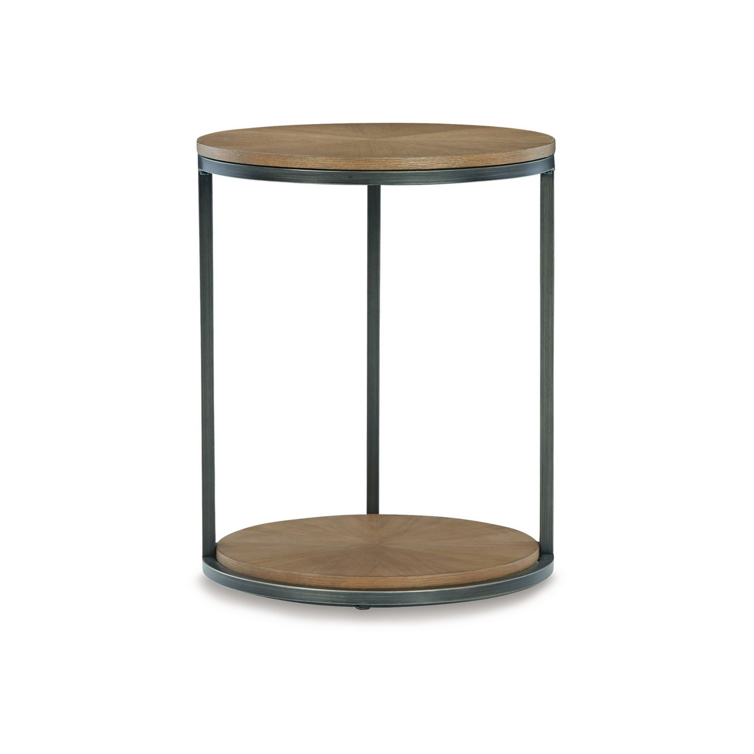 17 Stories 22 Inch Modern Side End Table, Round Wood Top, Black Metal ...