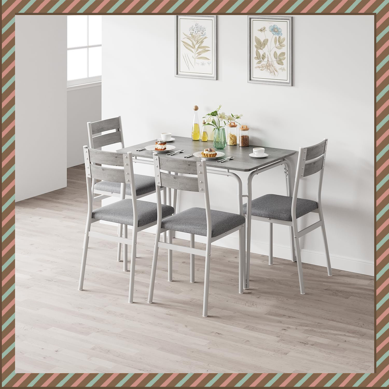 17 Stories 5-Piece Modern Dining Table Set for 4, Space-Saving Dinette ...