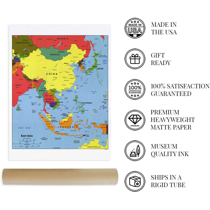 HISTORIC PRINTS HISTORIX 2004 East Asia Map - 24X30 Inch Asia Map ...