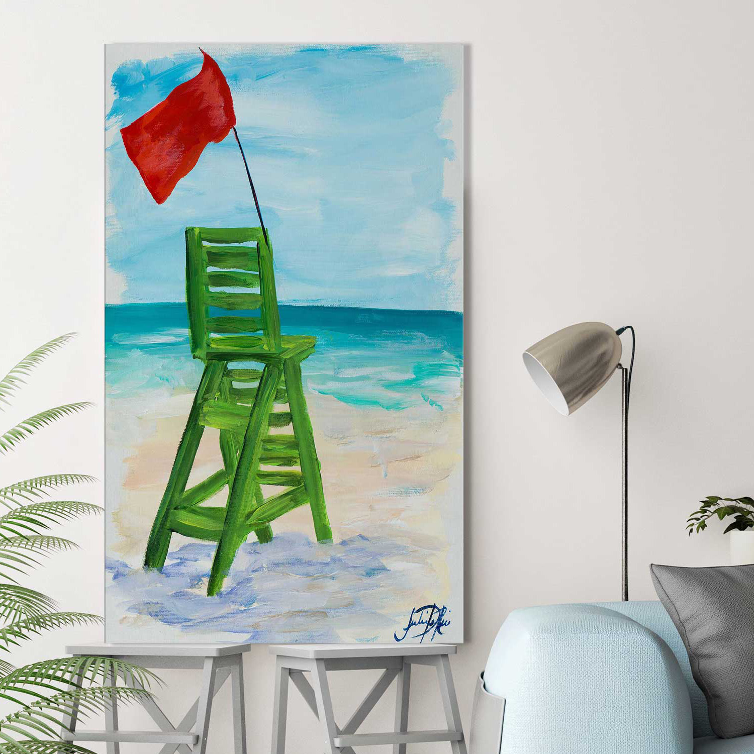 Highland Dunes 'Lifeguard Post II' Acrylic Painting Print | Wayfair
