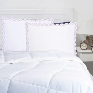 PushpLinen 400TC Reverse U Shape Embroidery Cotton Solid Pillow Sham ...