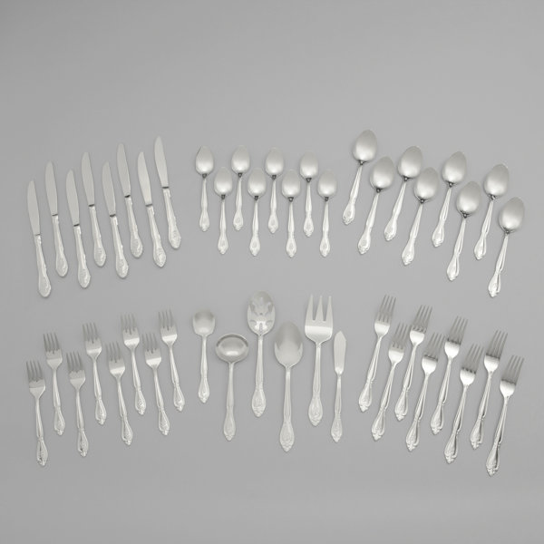 RiverRidge Home RiverRidge Rose Flatware 46-Piece Monogrammed Stainless ...