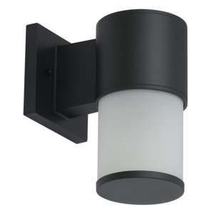 Ebern Designs Zymari Black 8.6" H Frosted Glass Outdoor Armed Sconce ...