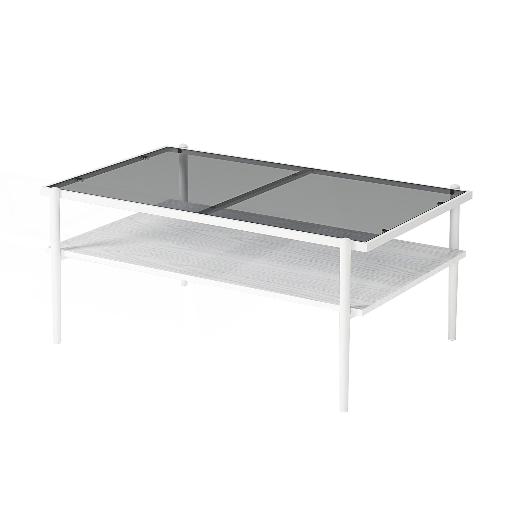 Ebern Designs Rectangle Coffee Table With Tempered Glass Top, Modern ...