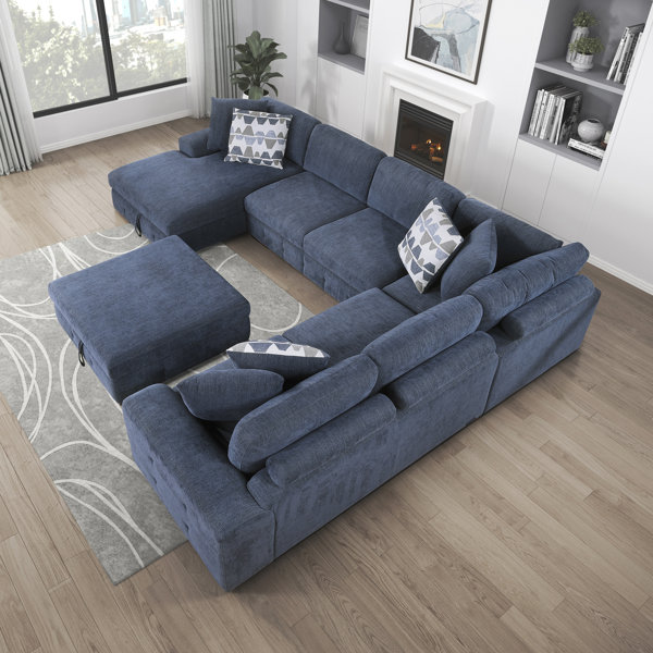 Latitude Run® Odesser 5-Piece Chenille Sectional Sofa Sleeper with ...