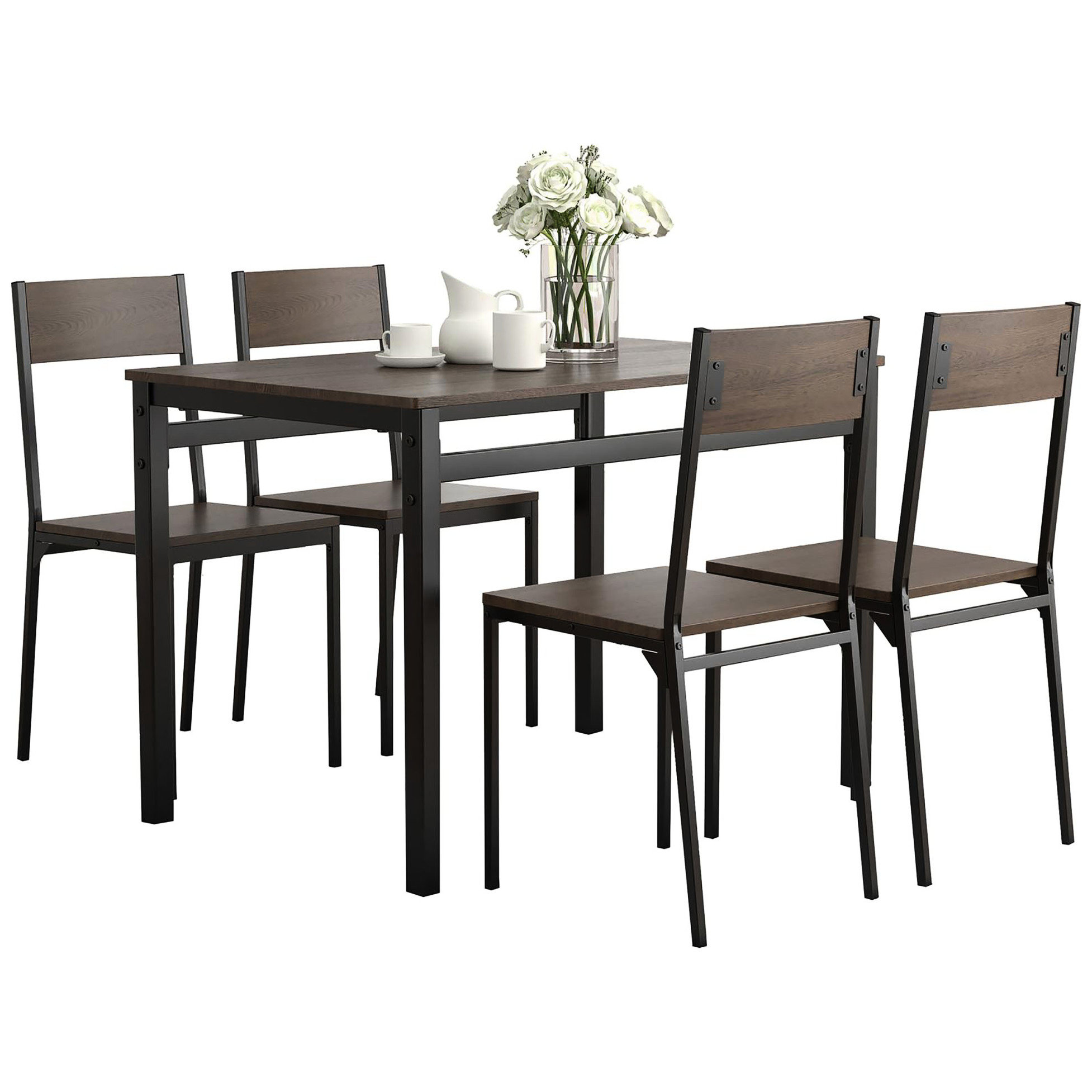 17 Stories Dark Brown & Matte Black Dining 5, Transitional Design For ...