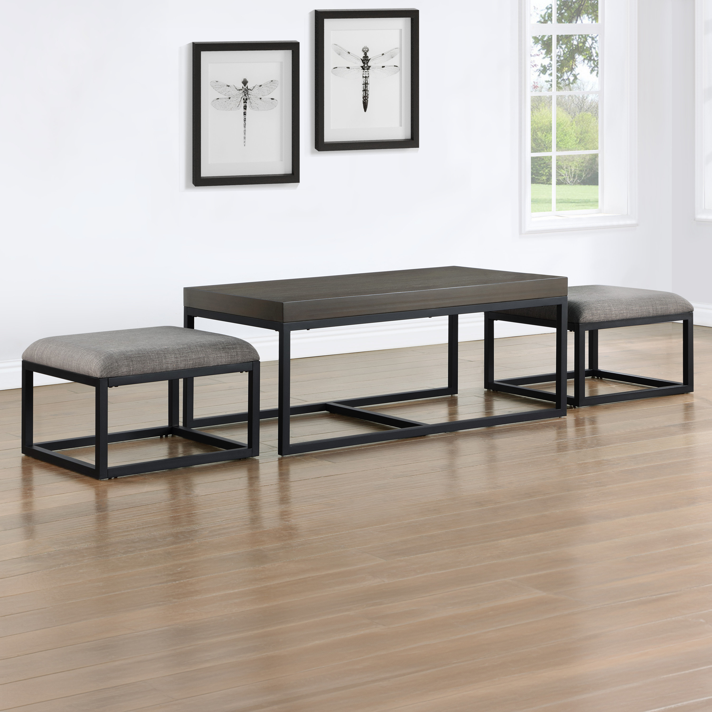 17 Stories Stannos Yukon 50" Rectangle Nesting Table with Stools ...