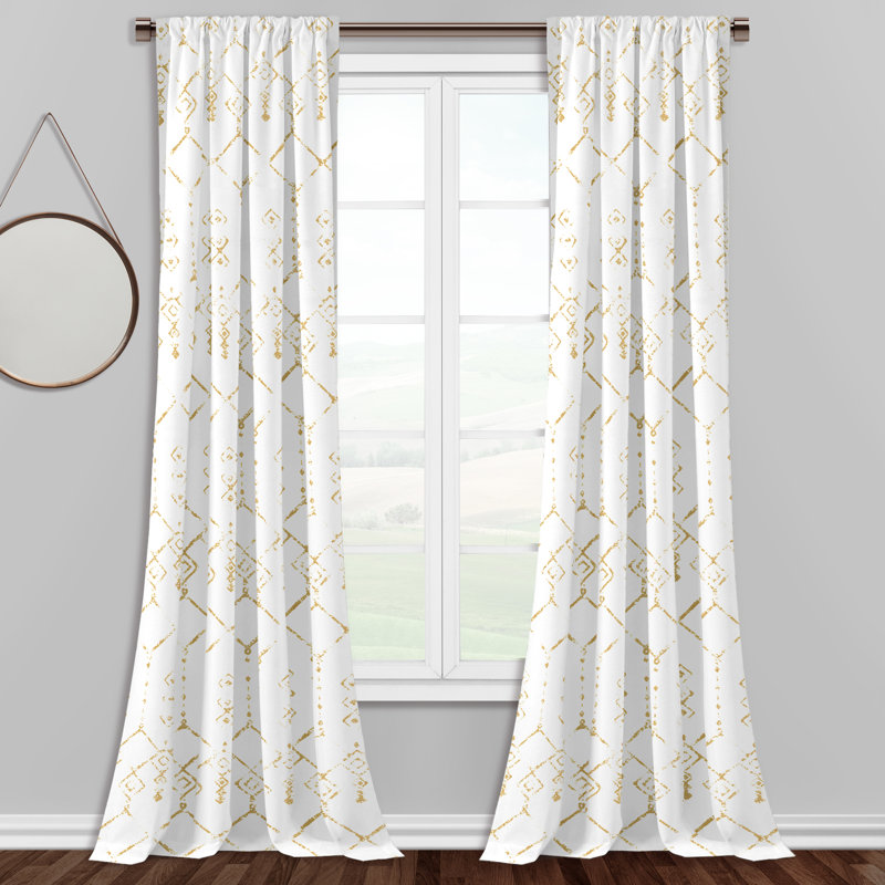 Dakota Fields Hagley Geometric Room Darkening Rod Pocket Curtain Panel ...